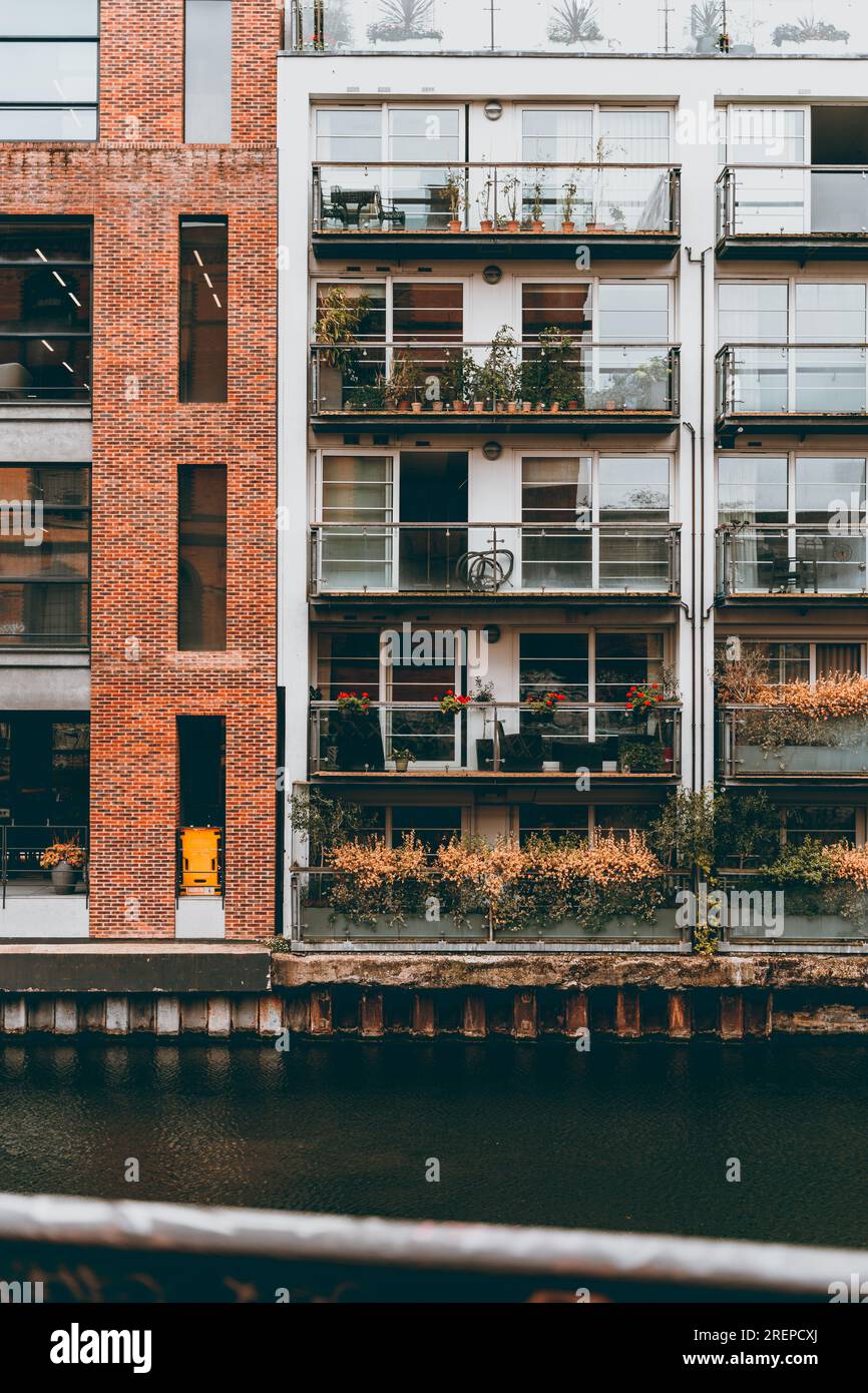 Looking straight at an apartment building in Camden Town Stock Photo ...