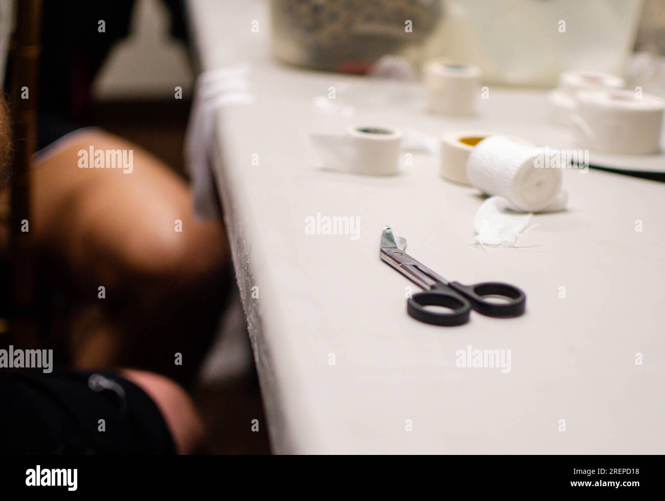 boxing fighting tape equipment before a fight, hand taping, martial ...