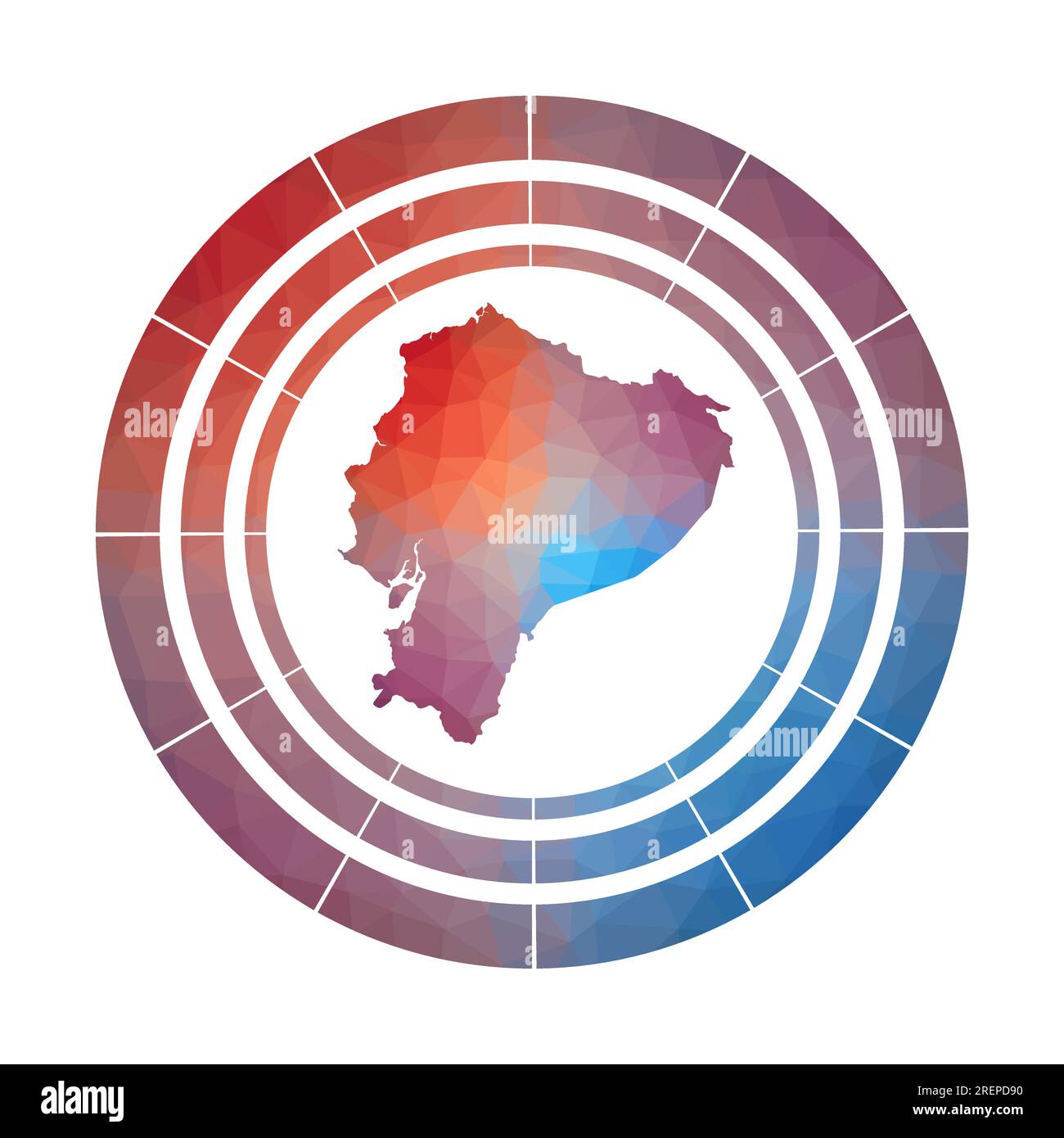 Ecuador badge. Bright gradient logo of country in low poly style ...