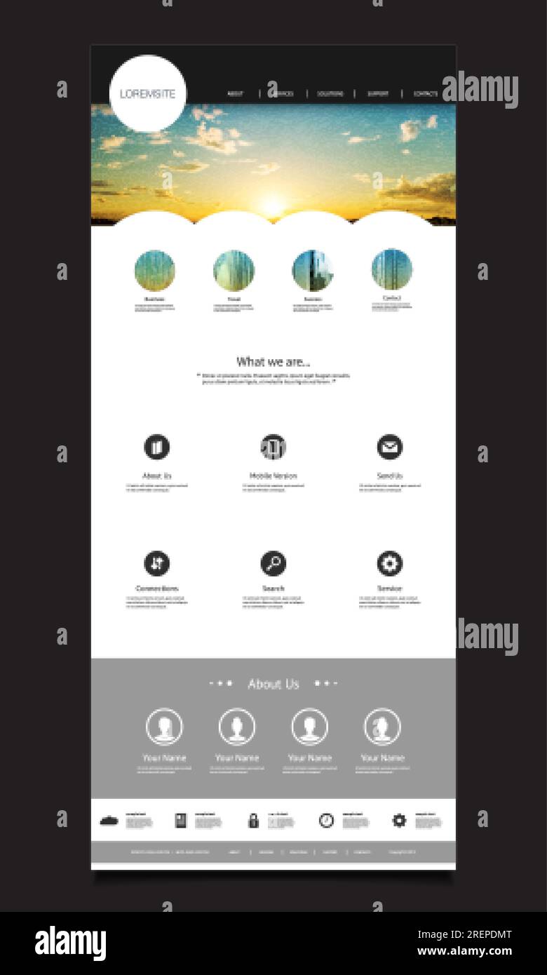 One Page Website Design Template for Your Business with Sunset Image ...