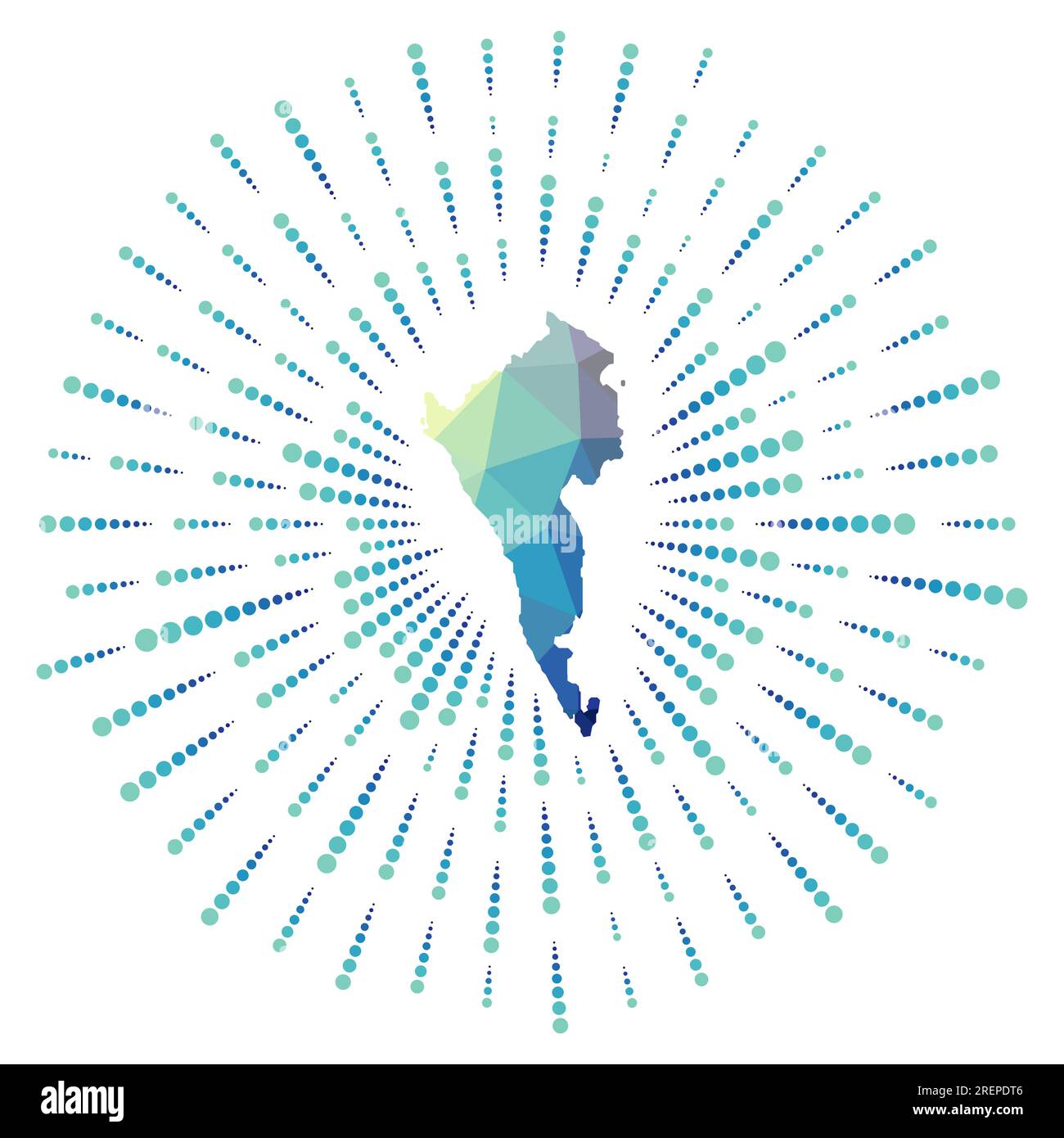 Shape of Coron Island, polygonal sunburst. Map of the island with ...