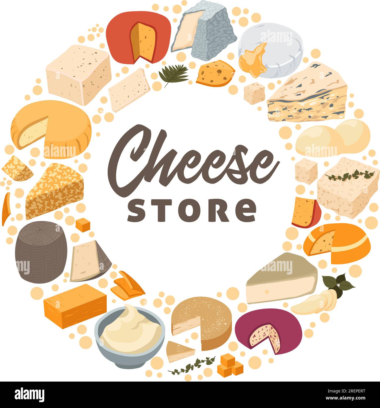 Cheese store, natural and tasty dairy products Stock Vector Image & Art ...