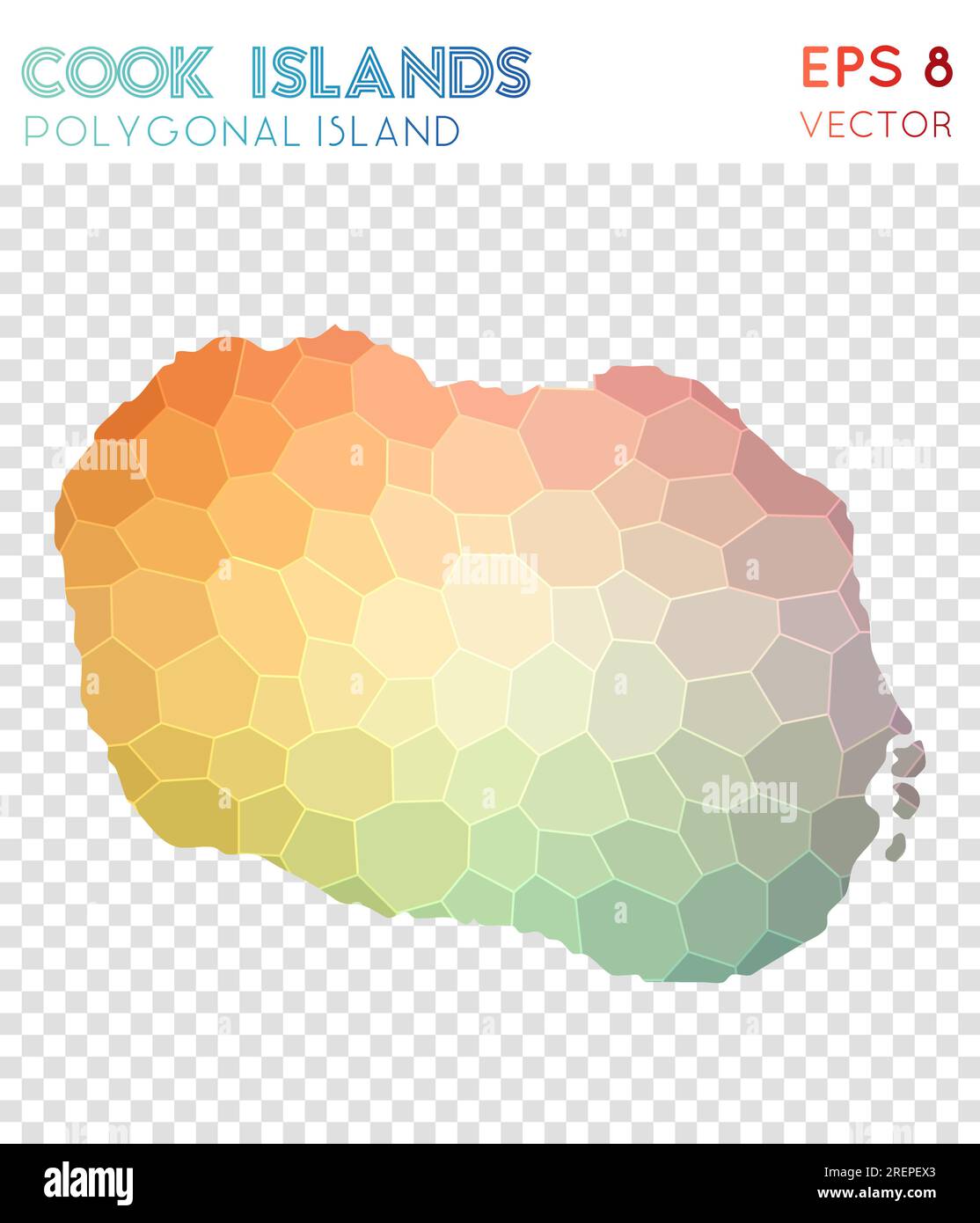 Cook Islands polygonal map, mosaic style island. Marvelous low poly ...
