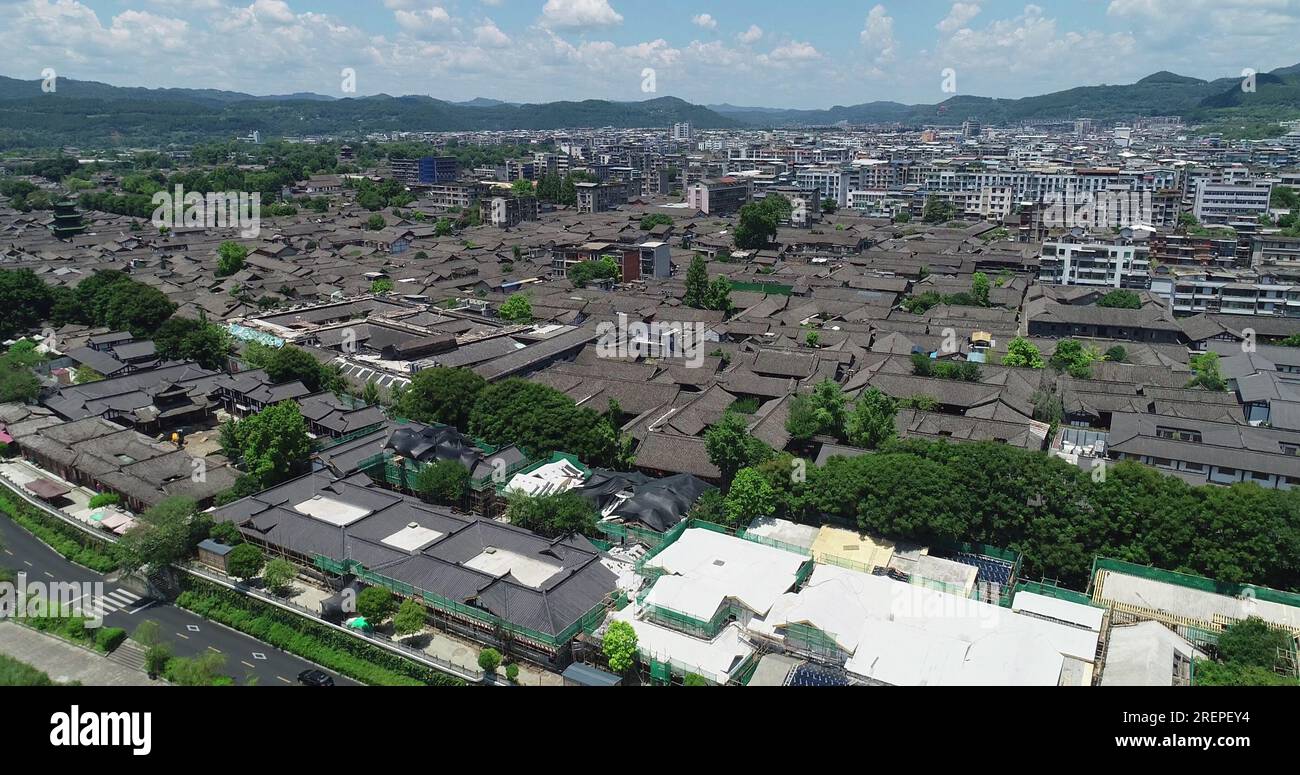 NANCHONG, CHINA - JULY 29, 2023 - Aerial photo shows the Langzhong ...