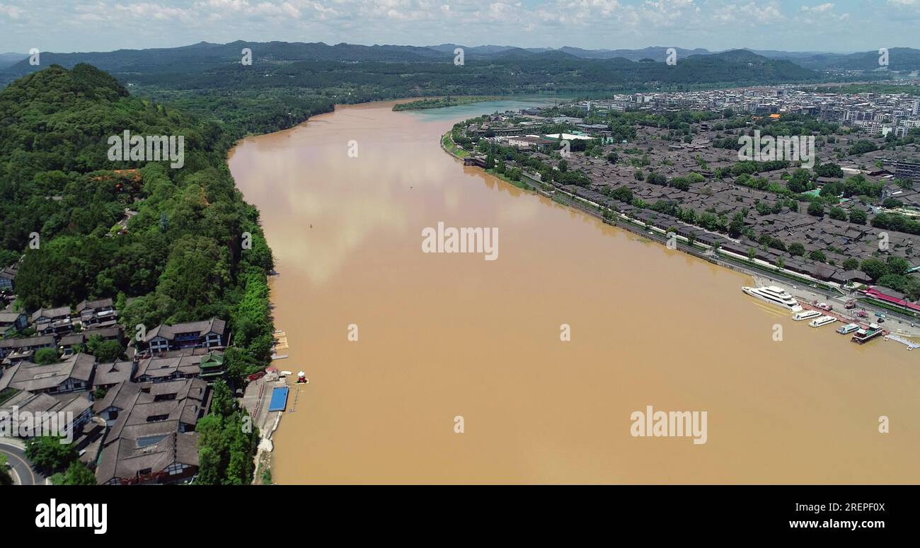 NANCHONG, CHINA - JULY 29, 2023 - Aerial photo shows the Langzhong ...