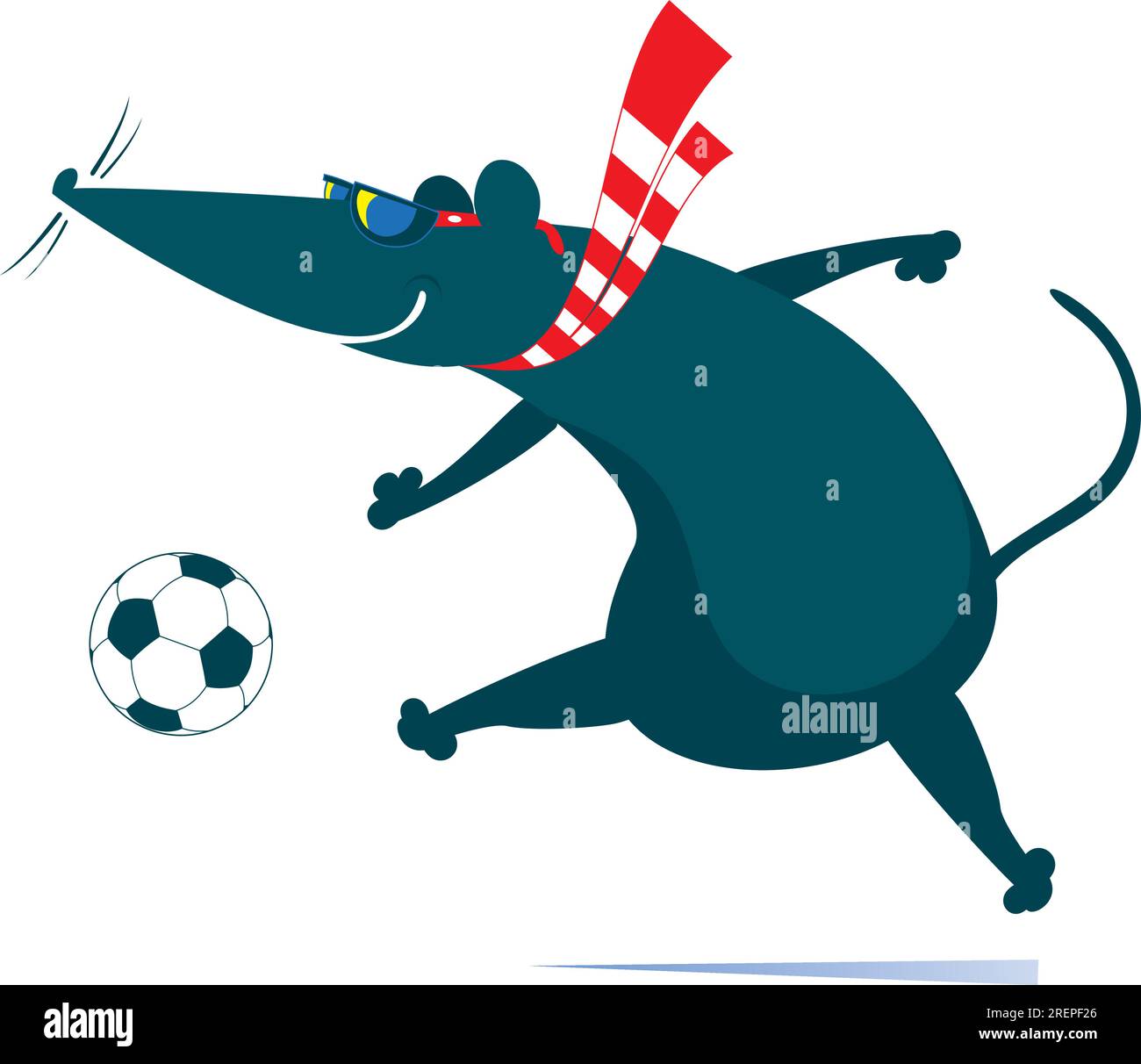 Cartoon rat or mouse plays football illustration. Cartoon rat or mouse ...