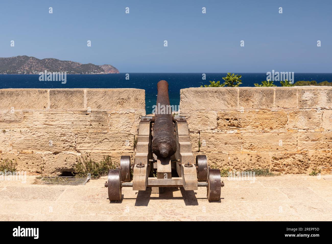Cannon on Castell de sa Punta de n'Amer - Coastal Castle / Fortress, Sa ...