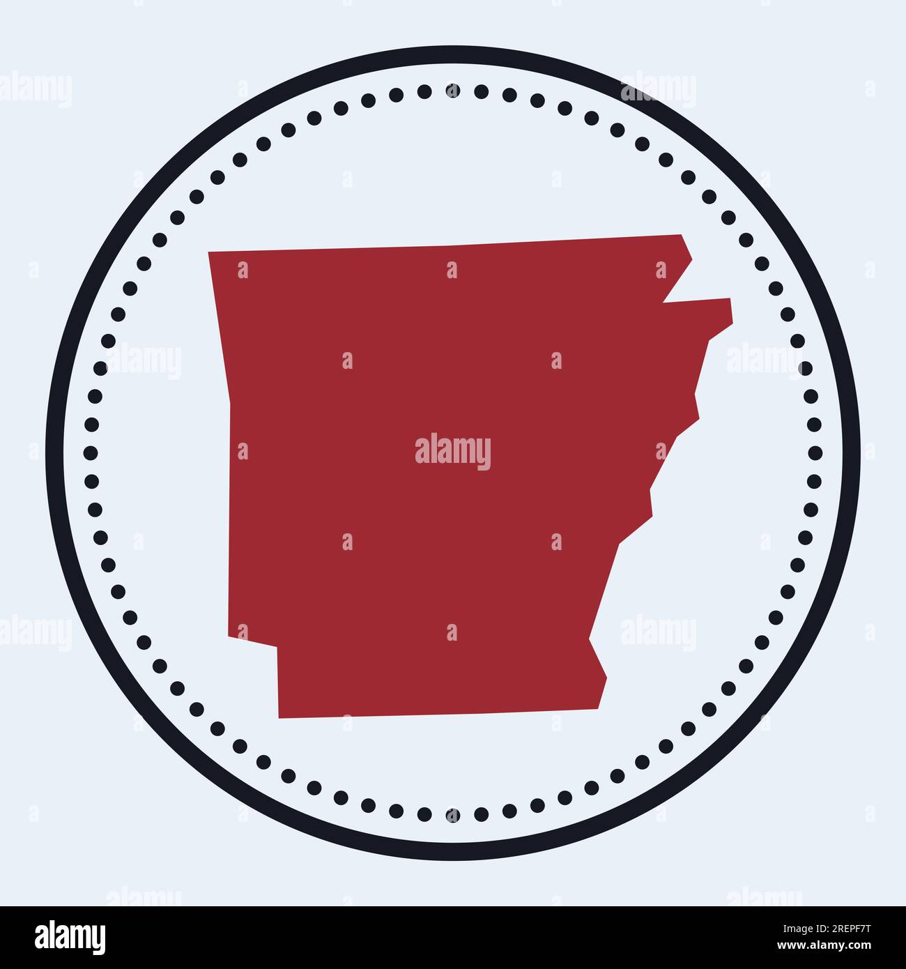 Arkansas round stamp. Round logo with US state map and title. Stylish ...