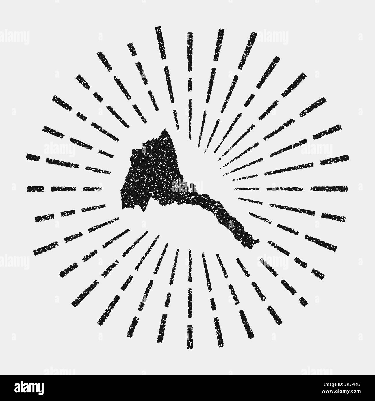 Vintage Map Of Eritrea Grunge Sunburst Around The Country Black