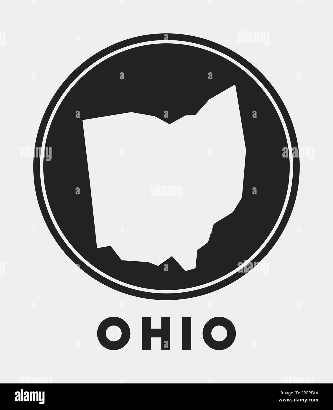 Ohio icon. Round logo with US state map and title. Stylish Ohio badge ...