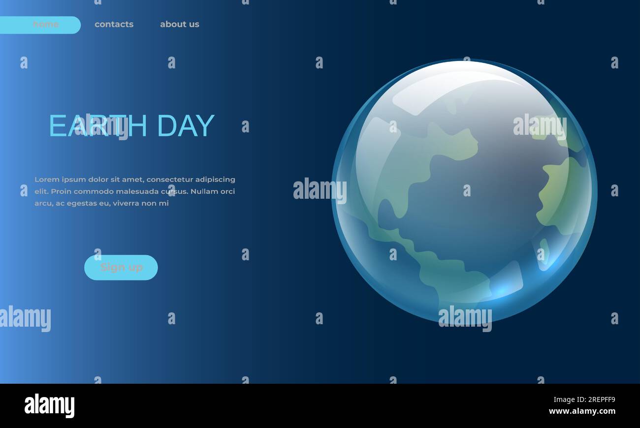 Earth Day landing page. Save clear planet. Website template design ...
