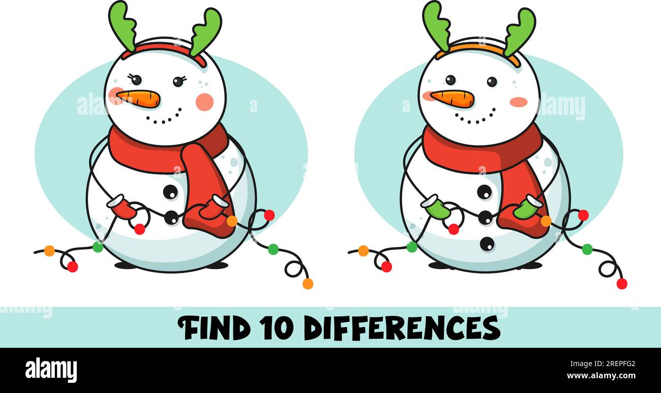Find 10 differences. Snowman illustration for kid Stock Vector Image ...