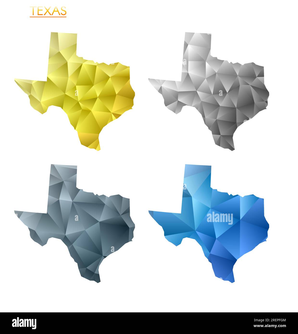 Set of vector polygonal maps of Texas. Bright gradient map of US state ...