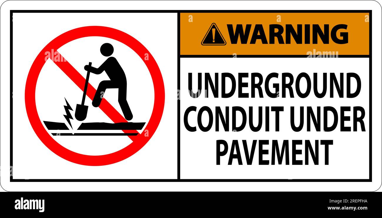 Warning Sign, Underground Conduit Under Pavement Stock Vector Image ...