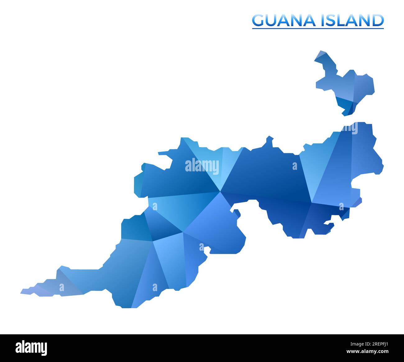 Vector polygonal Guana Island map. Vibrant geometric island in low poly ...
