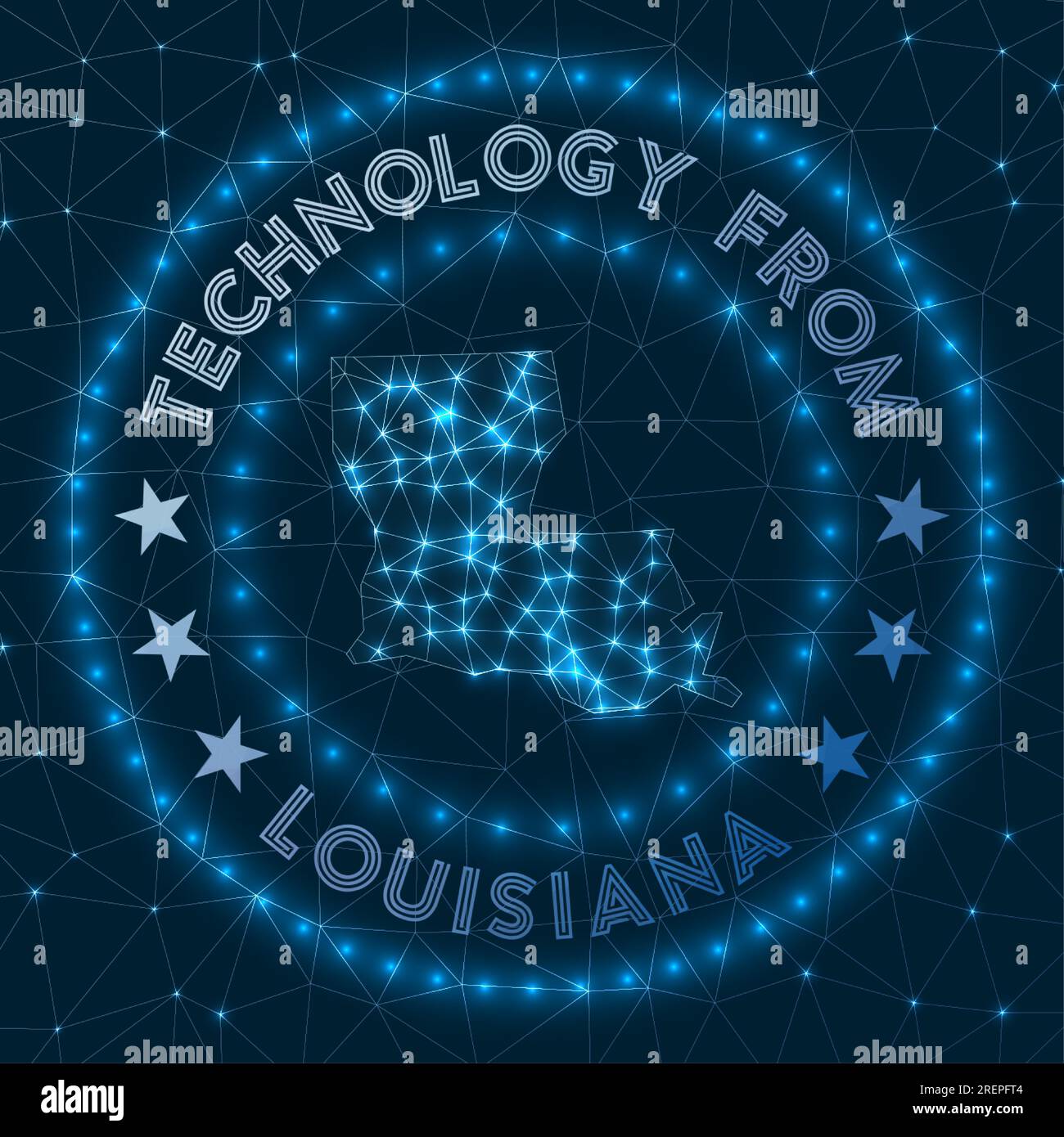 Technology From Louisiana. Futuristic geometric badge of the US state ...