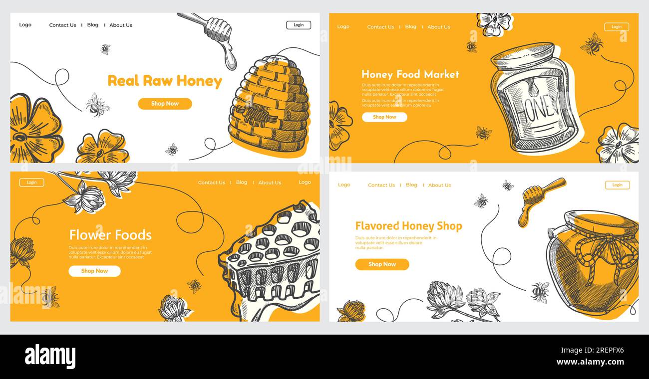 Honey food, web banner set, vector illustration Stock Vector Image ...