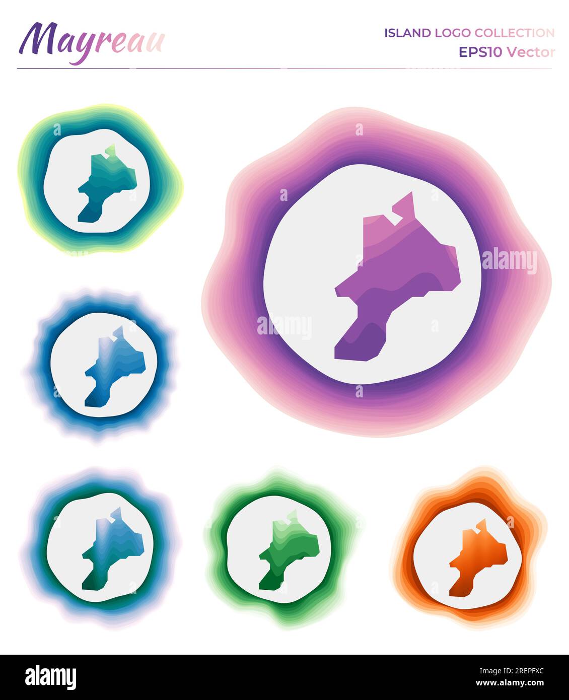 Mayreau logo collection. Colorful badge of the island. Layers around ...