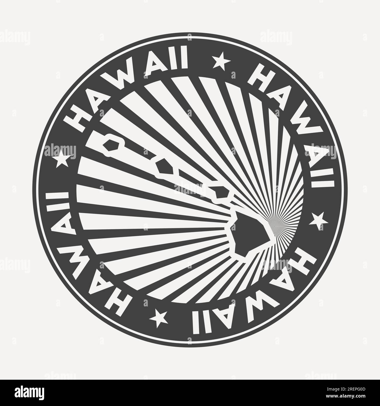 Hawaii round logo. Vintage travel badge with the circular name and map ...