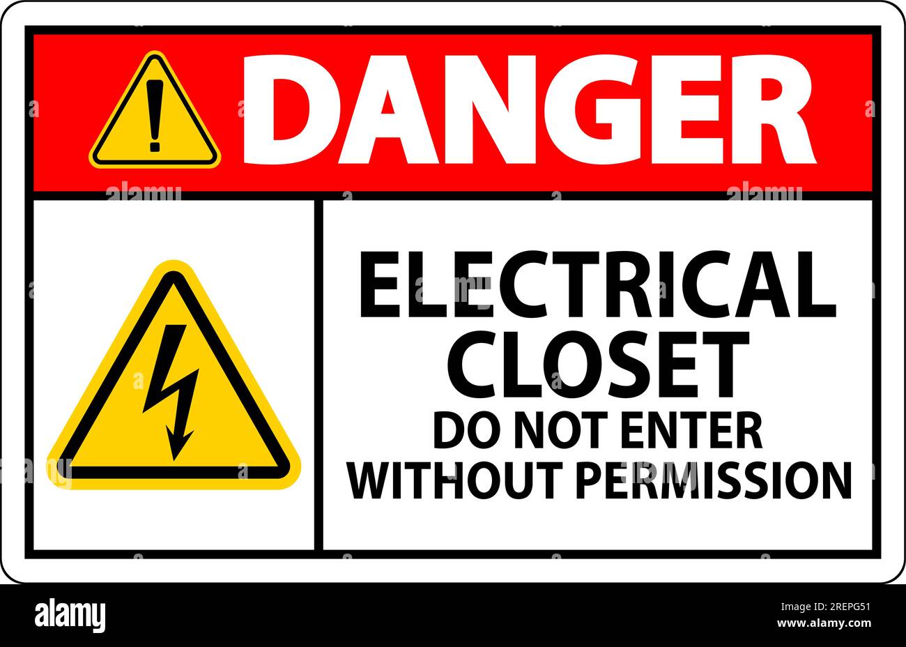 Danger Sign Electrical Closet - Do Not Enter Without Permission Stock ...