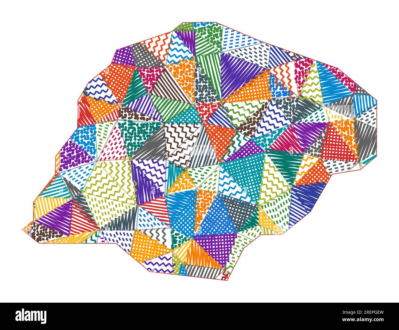 Kid style map of Inisheer. Hand drawn polygons in the shape of Inisheer ...