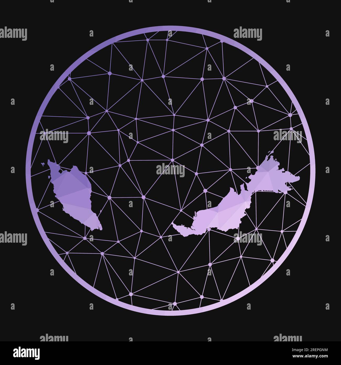 Malaysia icon. Vector polygonal map of the country. Malaysia icon in ...