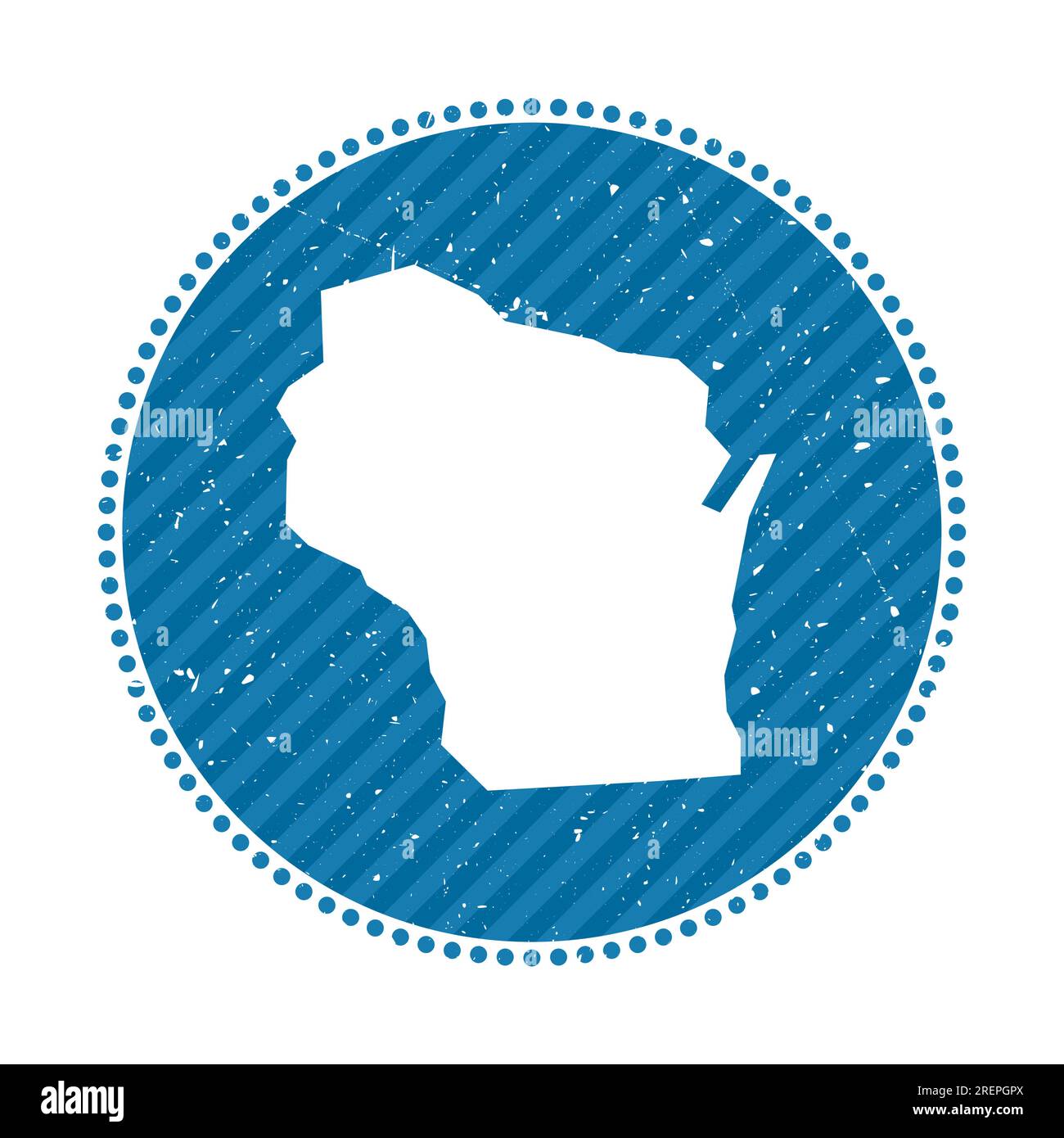 Wisconsin striped retro travel sticker. Badge with map of US state ...