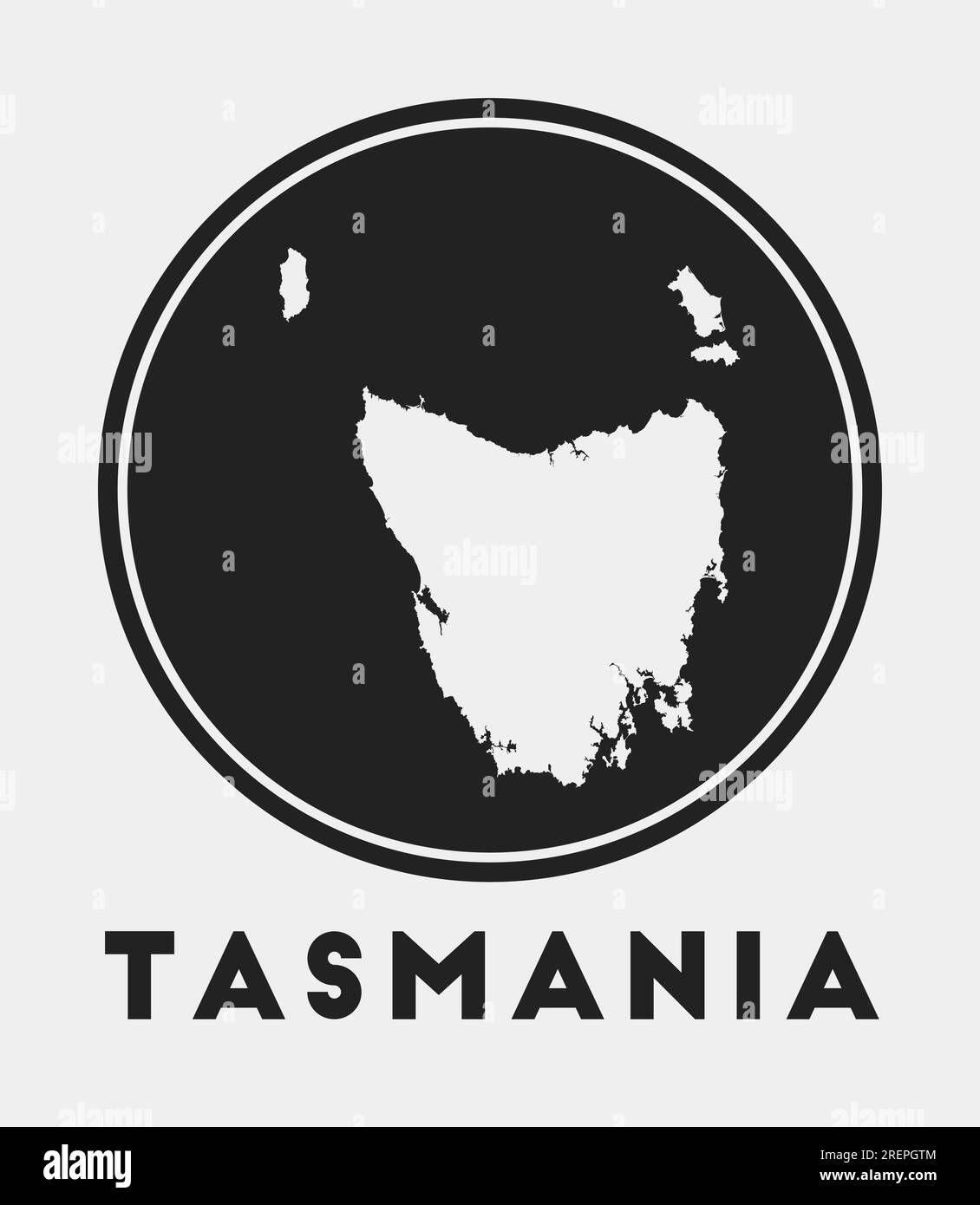 Tasmania icon. Round logo with island map and title. Stylish Tasmania ...