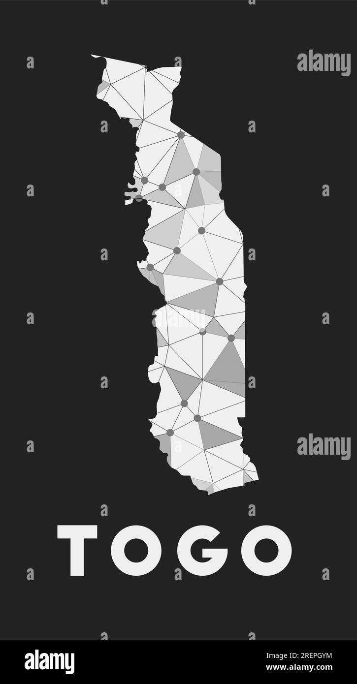 Togo - communication network map of country. Togo trendy geometric ...