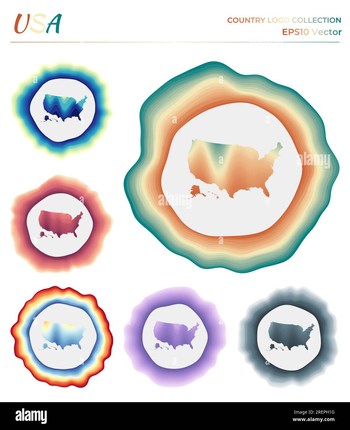 USA logo collection. Colorful badge of the country. Layers around USA ...
