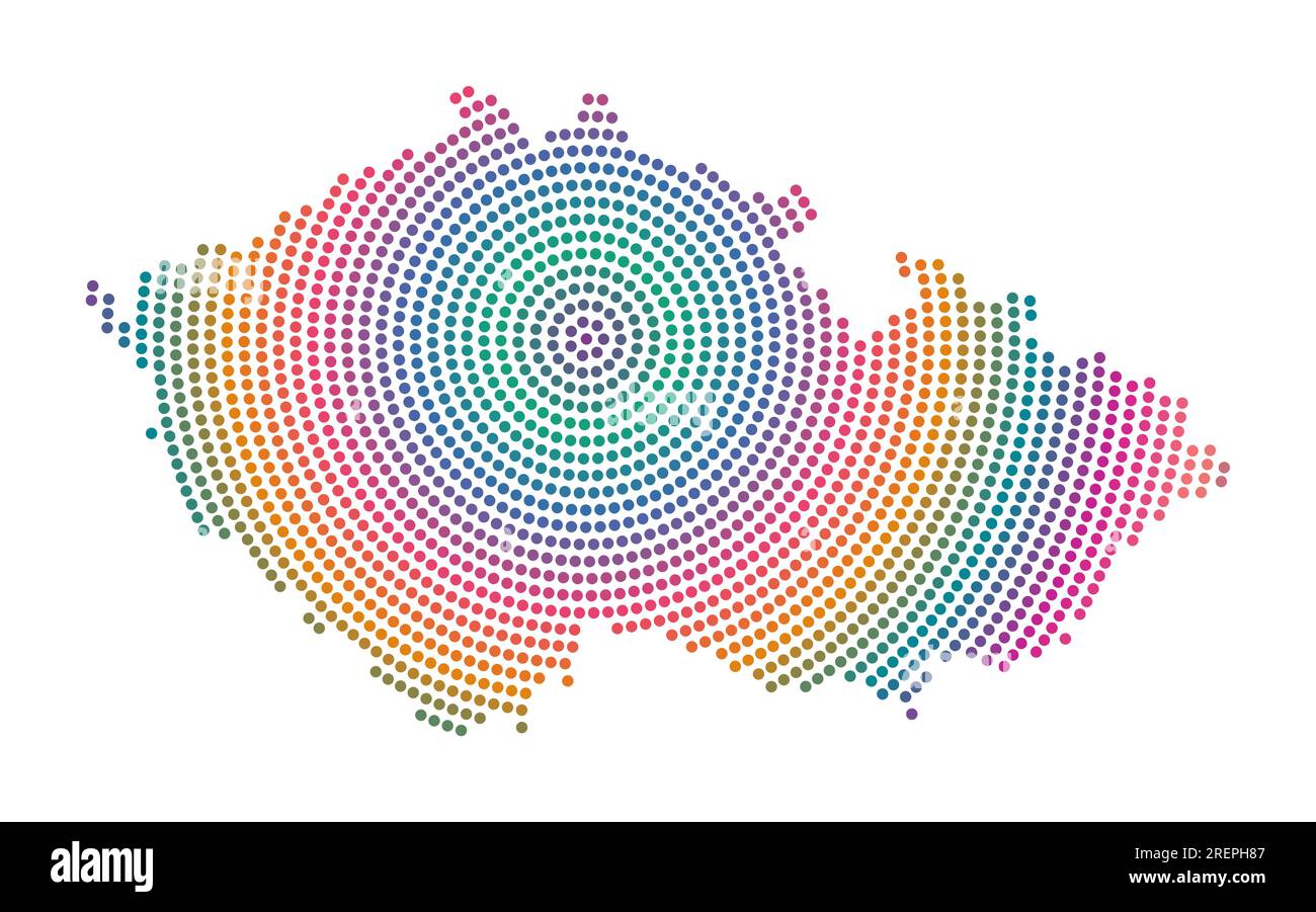 Czech Republic dotted map. Digital style shape of Czech Republic. Tech ...