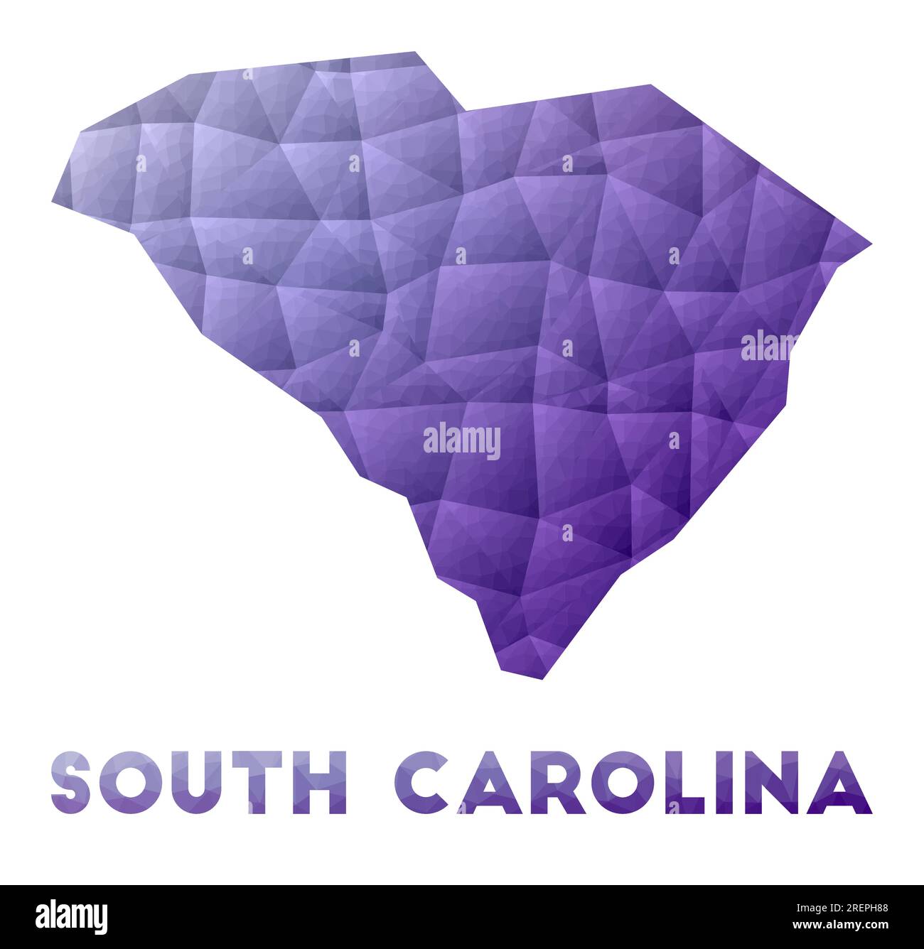 Map of South Carolina. Low poly illustration of the US state. Purple ...