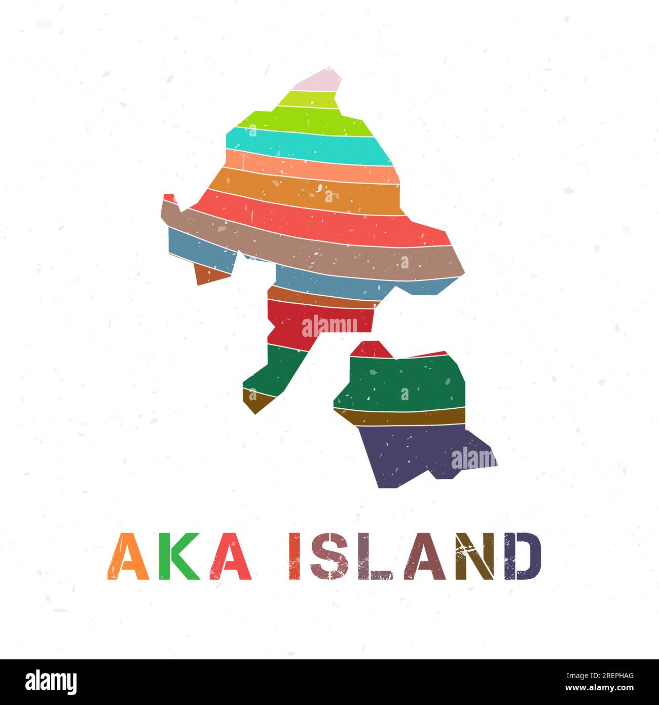 Aka Island map design. Shape of the island with beautiful geometric ...