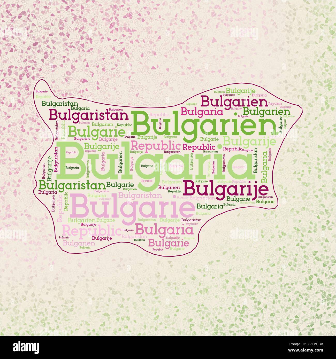 Bulgaria shape with country names word cloud in multiple languages ...