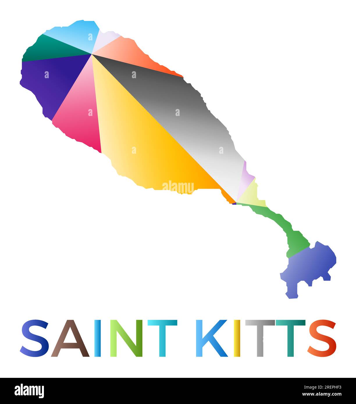 Bright colored Saint Kitts shape. Multicolor geometric style island ...