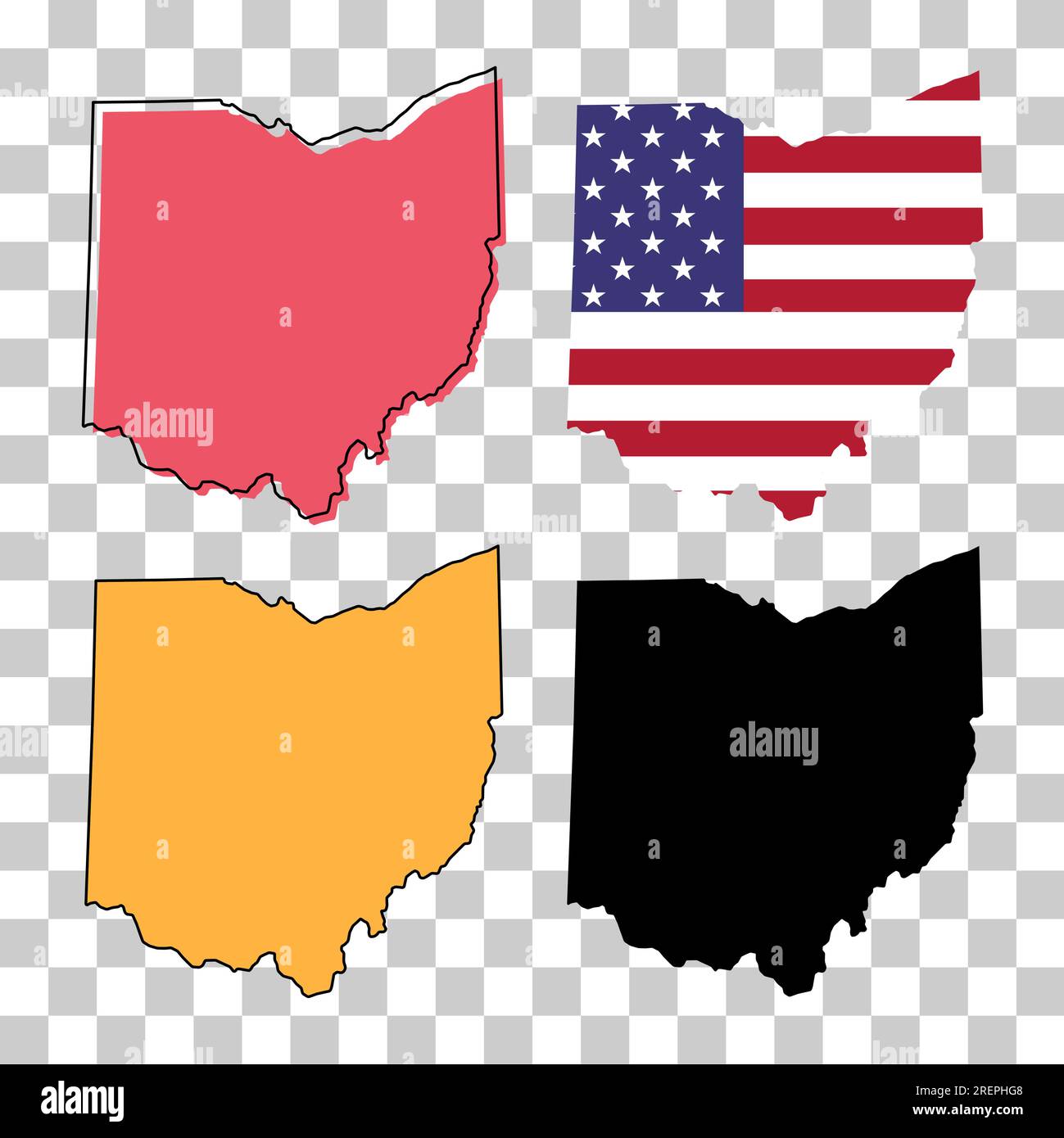 Set of Ohio map, united states of america. Flat concept symbol vector ...