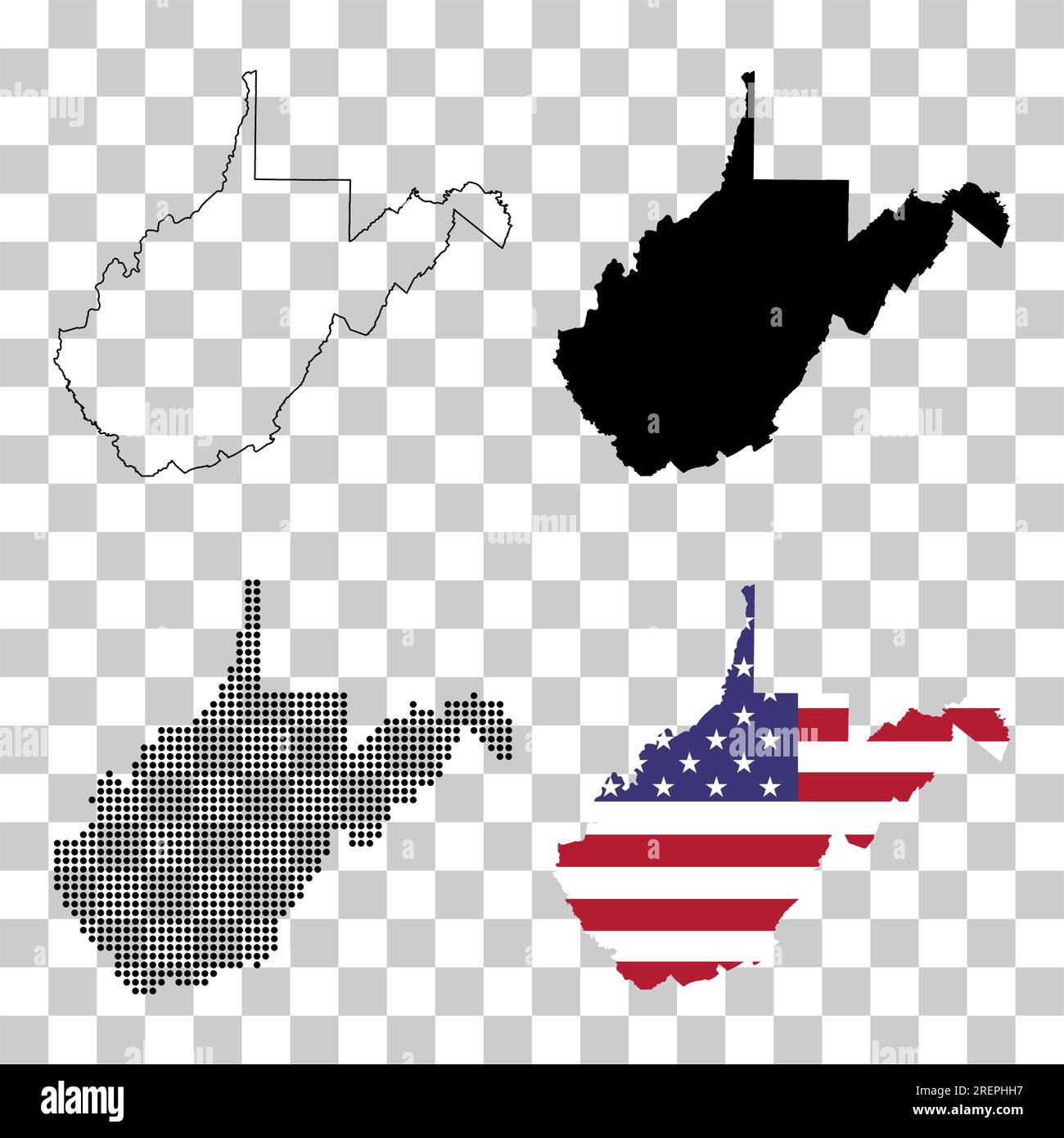 Set of West Virginia map shape, united states of america. Flat concept ...