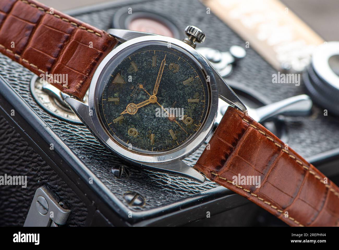Vintage Rolex Explorer ref 6150 (pre-explorer) with heavy patina on the ...