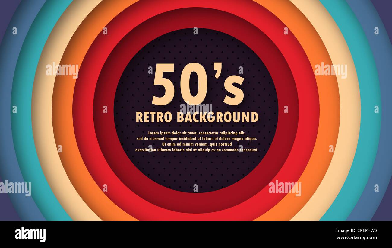 Abstract 1950's colorful background with circles element and retro ...