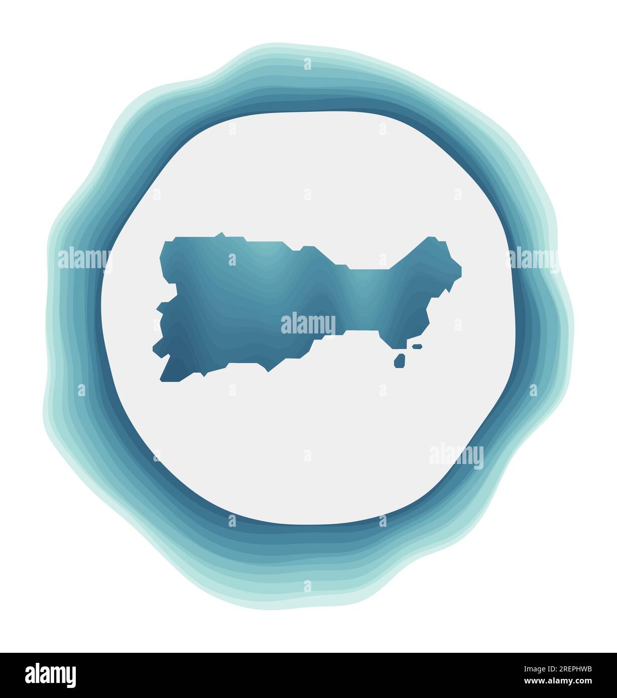 Capri logo. Badge of the island. Layered circular sign around Capri border shape. Artistic ...