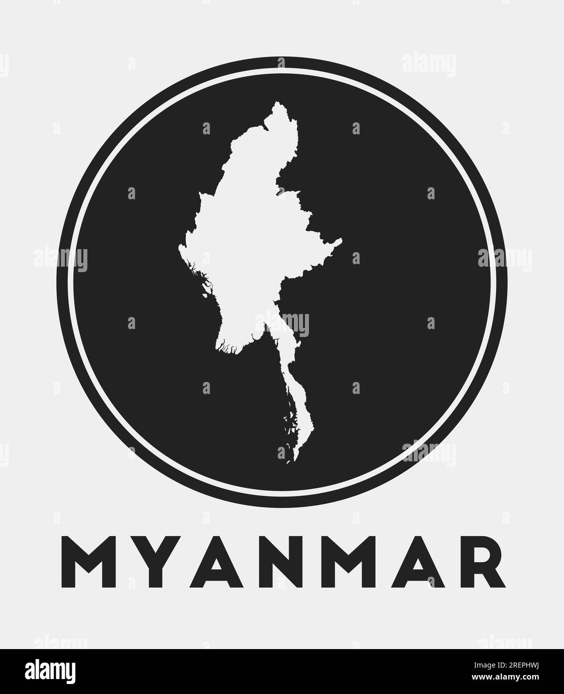 Myanmar icon. Round logo with country map and title. Stylish Myanmar badge with map. Vector ...