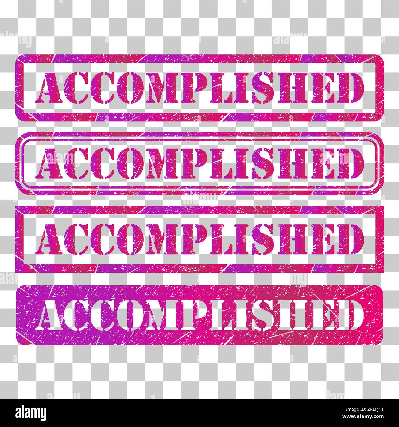 Set of Accomplished stamp symbol, label sticker sign button, text ...