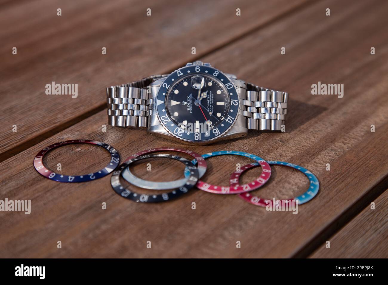 Vintage Rolex GMT-Master 1675 with various bezels Stock Photo - Alamy
