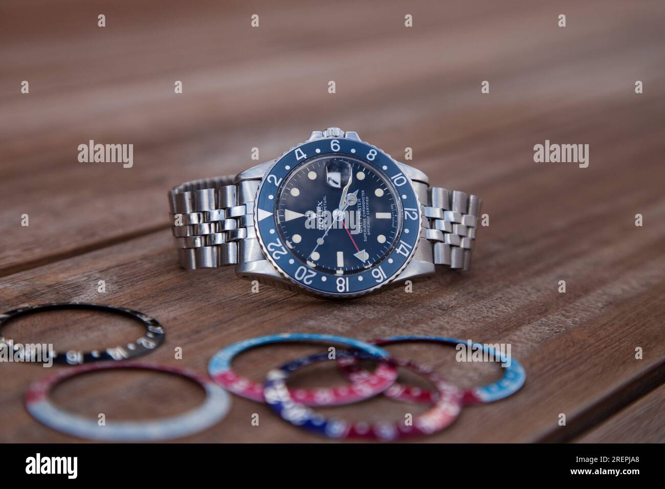 Vintage Rolex GMT-Master 1675 with various bezels Stock Photo - Alamy