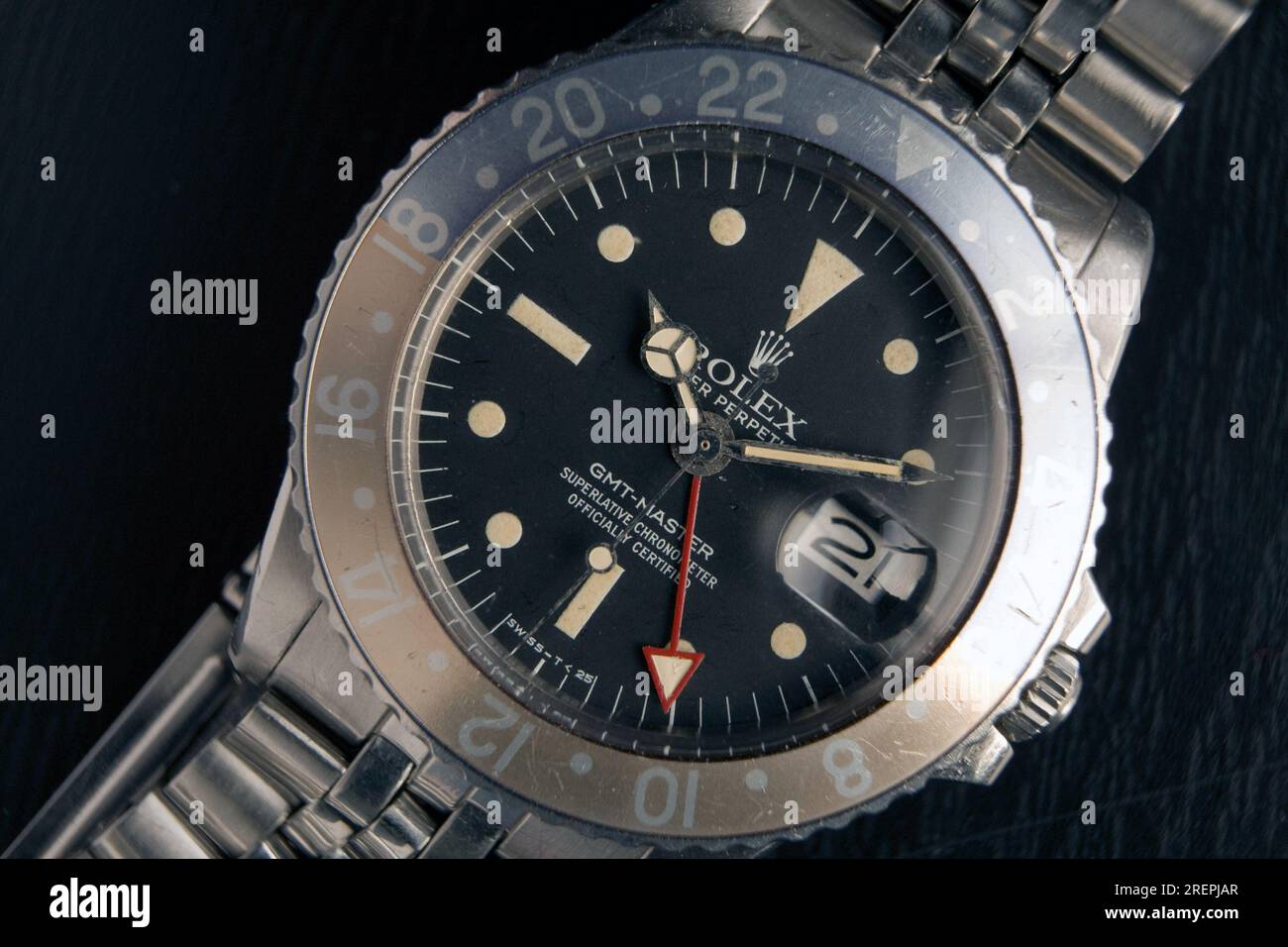 Vintage Rolex GMT-Master 1675 with a rare All-Red 24-hour hand Stock ...