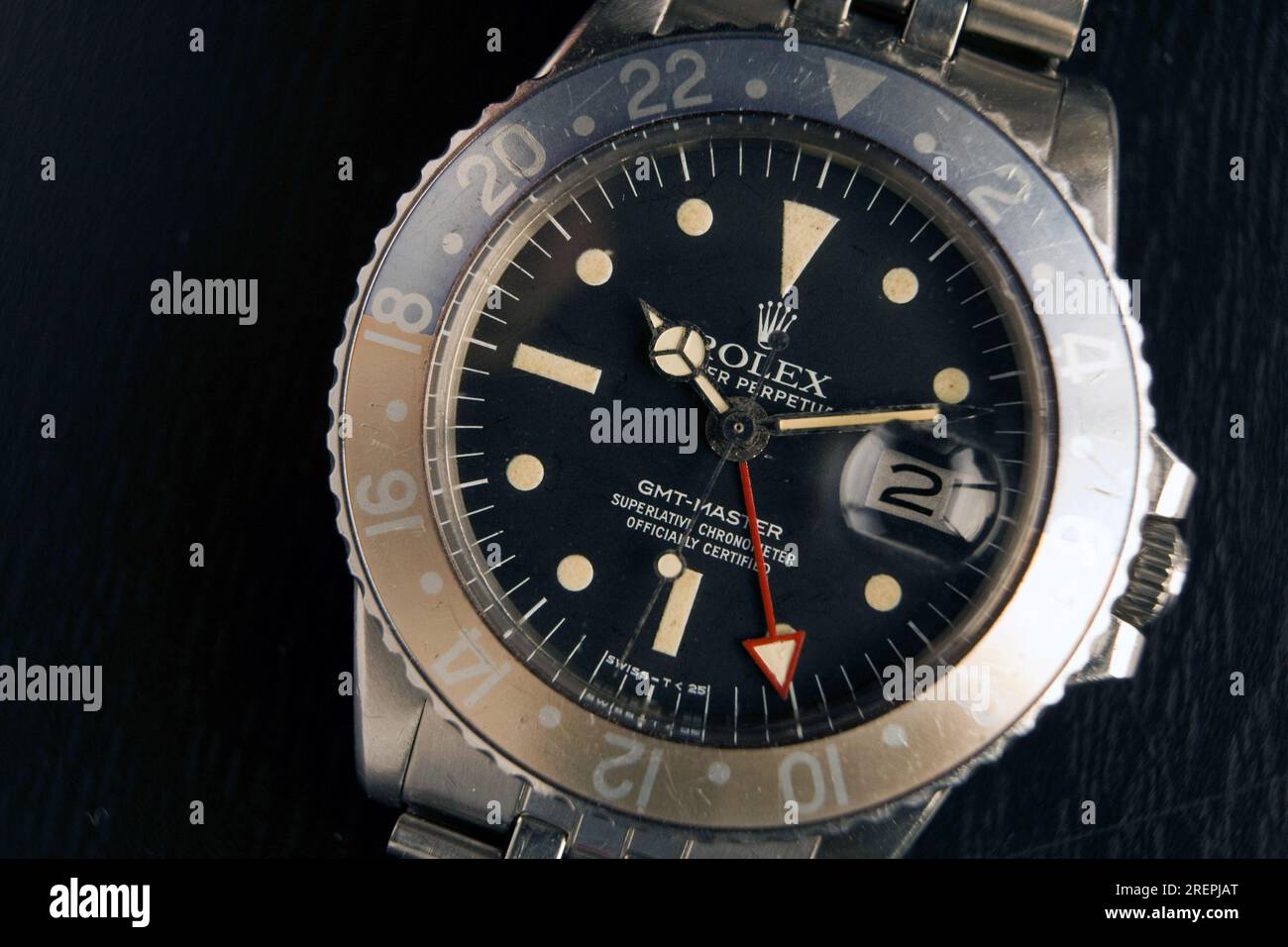 Vintage Rolex GMT-Master 1675 with a rare All-Red 24-hour hand Stock ...