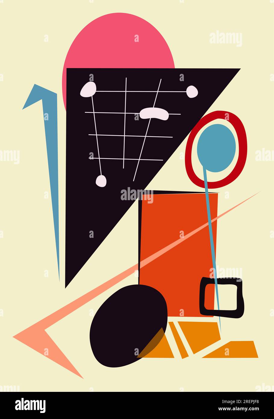 Colorful line art illustration. Geometric perspective city illusion ...