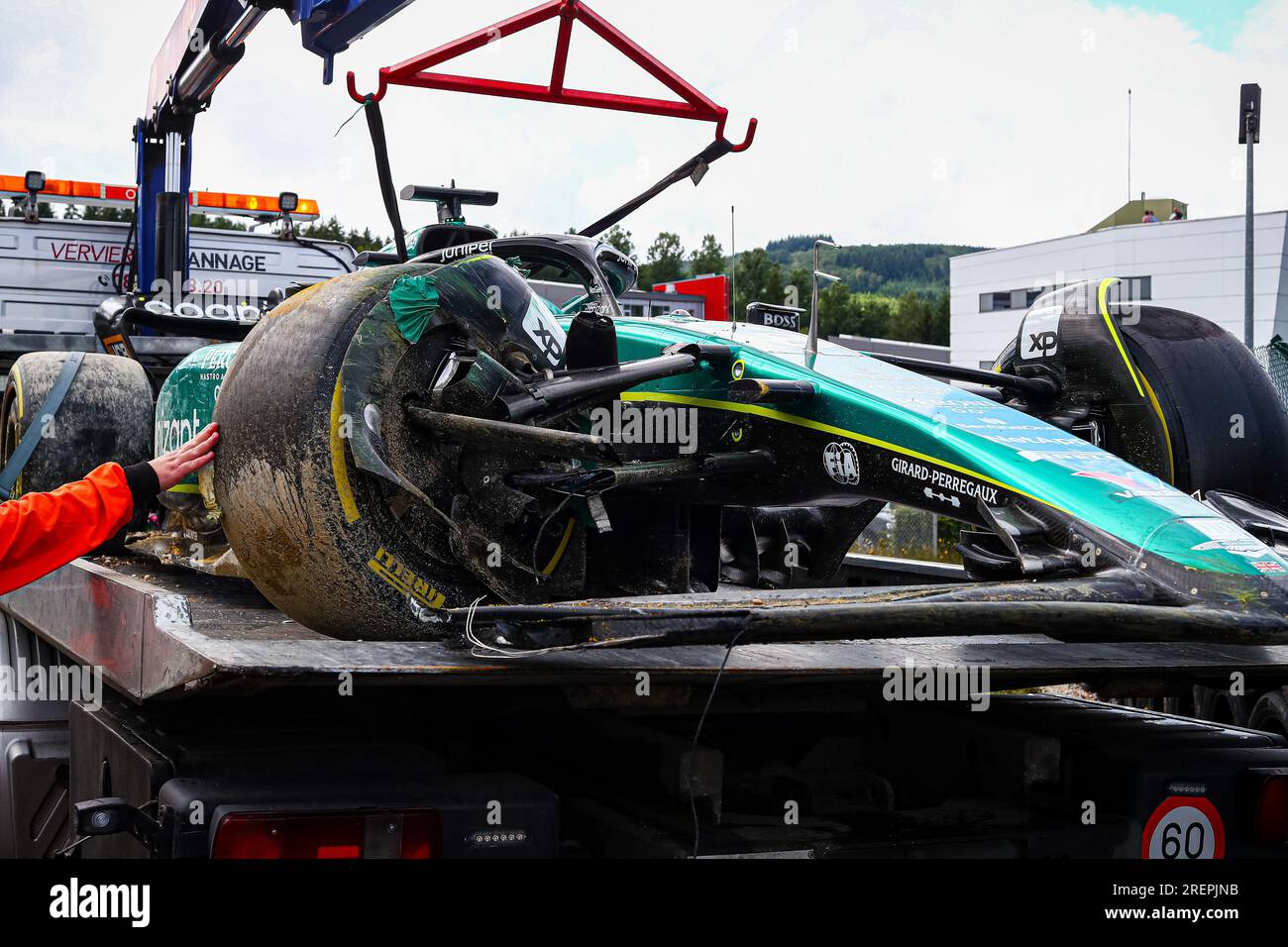 #18 Lance Stroll, (CND) Aramco Aston Martin Mercedes accident during ...
