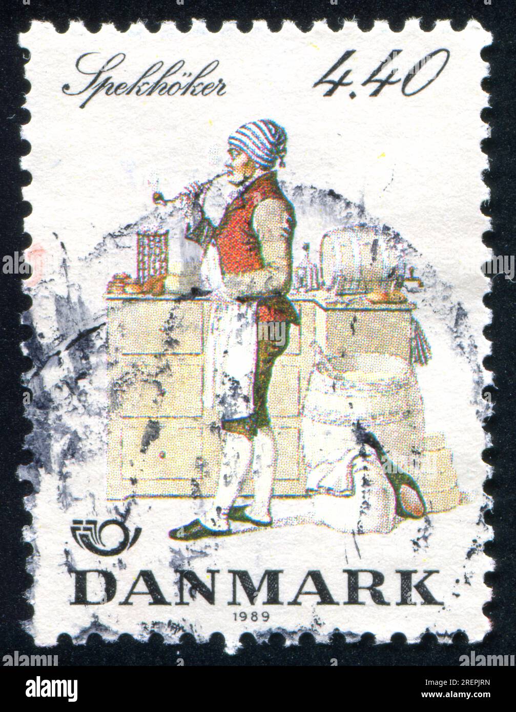 DENMARK - CIRCA 1989: stamp printed by Denmark, shows Pork butcher ...