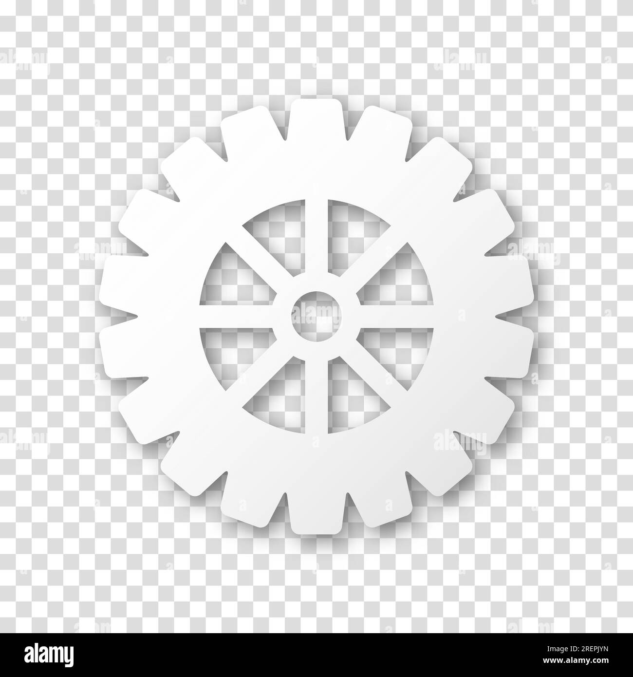 Gear icon, flat design. Machine sprocket gear icon. Realistic vector ...